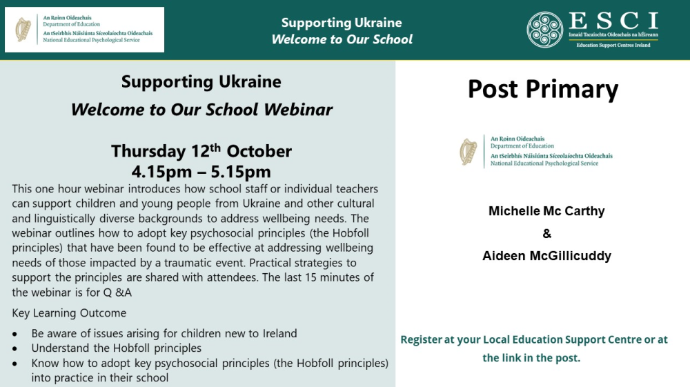 NEPS Term 1 Webinar Series - Supporting Ukraine: Welcome to our School ...